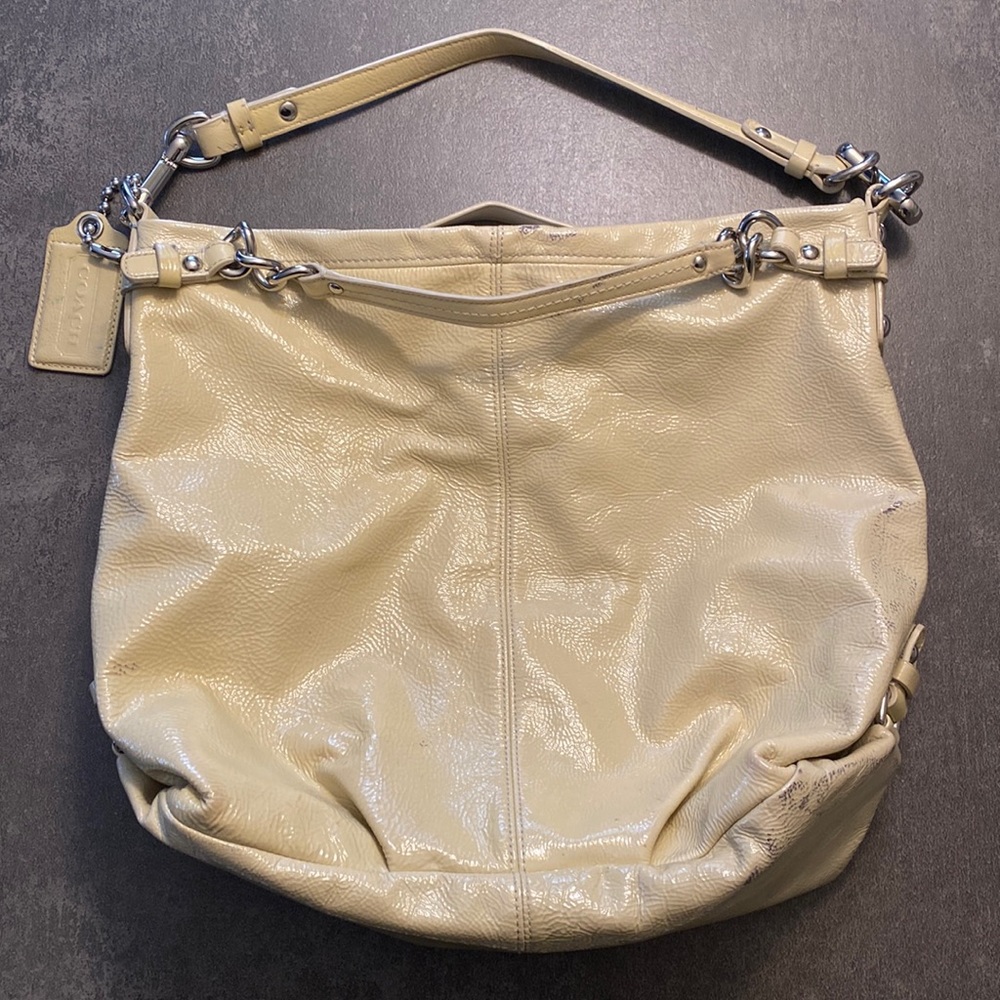 Coach Ivory Patent Shoulder Bag - Gem